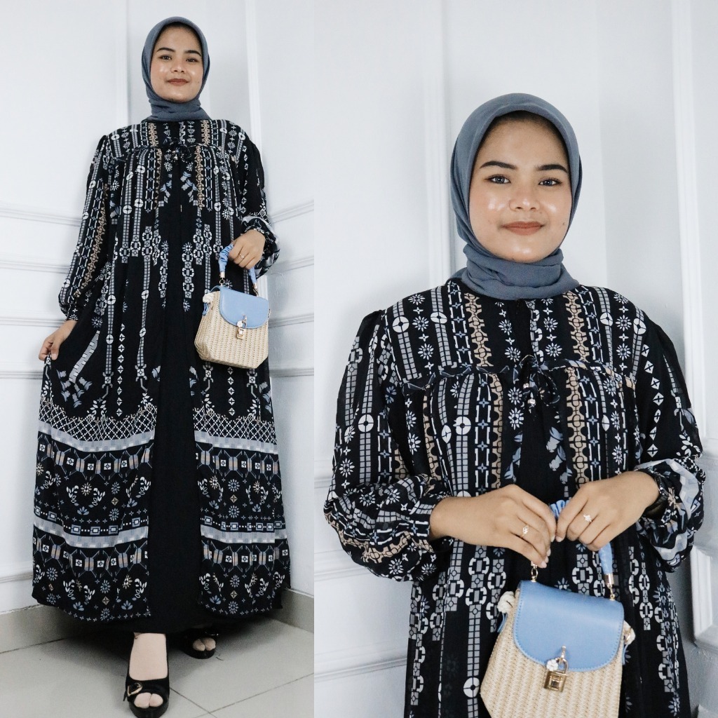 Jual Gamis Terbaru Aliya Dress BO Crinkle Aiflow Busui M L XL Baju ...