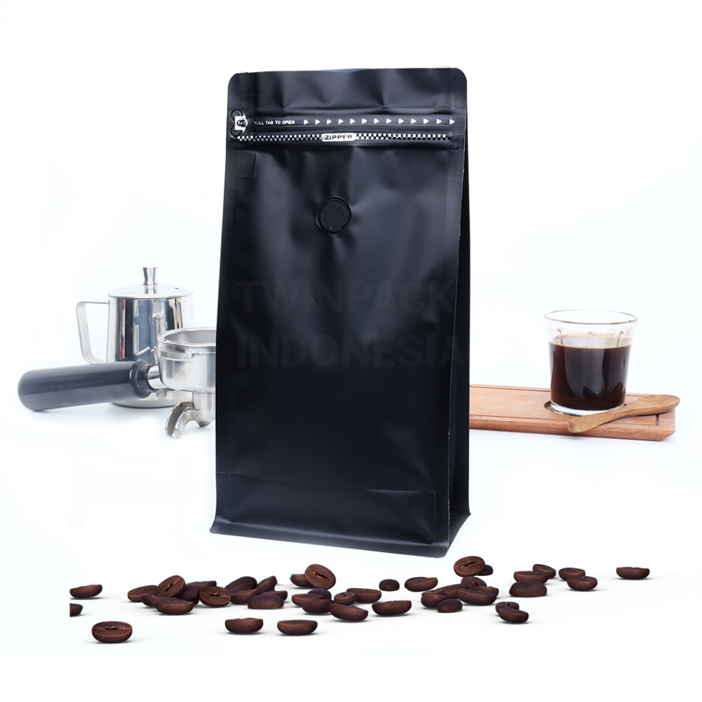 Jual Kemasan Kopi 500 Gram Ziplock Hitam Flat Bottom Packaging Kopi Valve | Shopee Indonesia