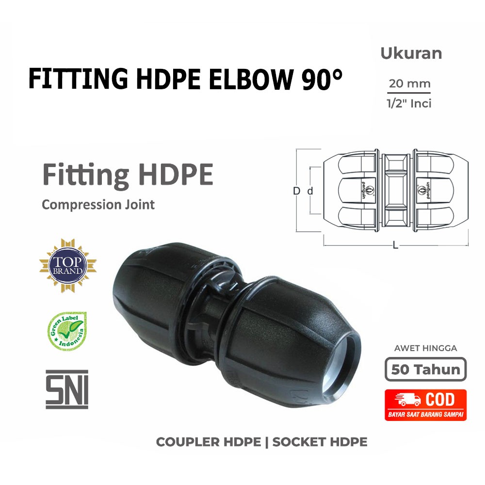 Jual Fitting HDPE Straight Coupler Ukuran 40 MM 40 × 1 1/4 " Inch Sambungan Pipa HDPE | Shopee ...