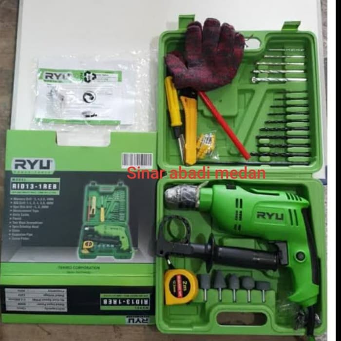 Jual MESIN BOR IMPACT LISTRIK TANGAN 13MM DRILL SET RYU | Shopee Indonesia