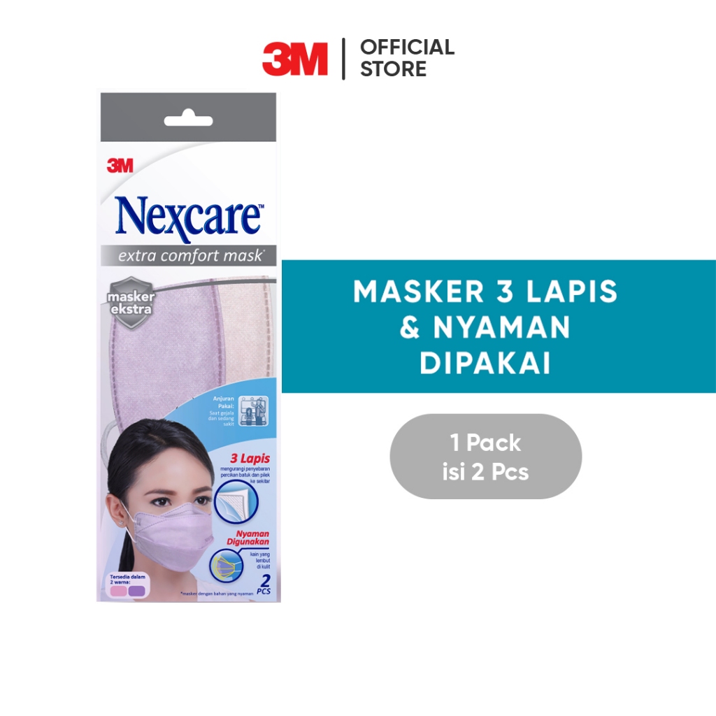 Jual 3M™ Nexcare™ Extra Comfort Mask, 3 Lapis & nyaman dipakai, 2 pcs ...