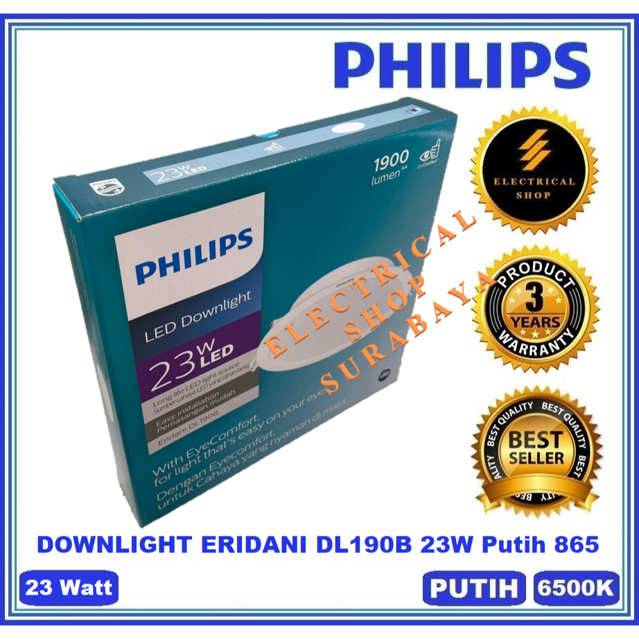 Jual PHILIPS DOWNLIGHT LED ERIDANI 3,5W 7W 10W 14W 23W PUTIH ATAU KUNING LAMPU TANAM PLAFON 4 5 ...
