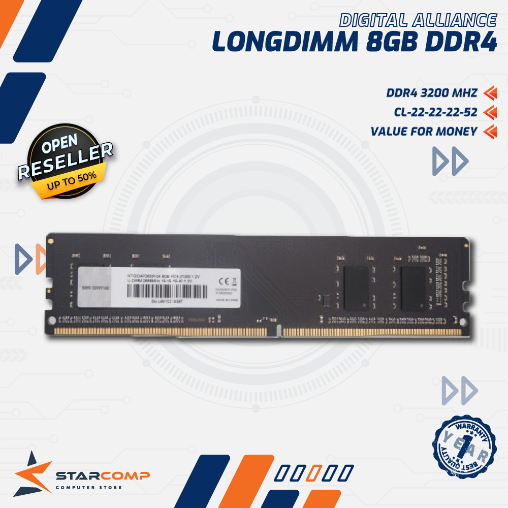 Jual Digital Alliance Longdimm 8GB DDR4 3200MHz PC4-25600 Ram PC ...