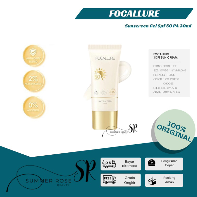 Jual FOCALLURE SC23 2% NIACINAMIDE Sunscreen Gel SPF 50 PA+++ 30ml ...