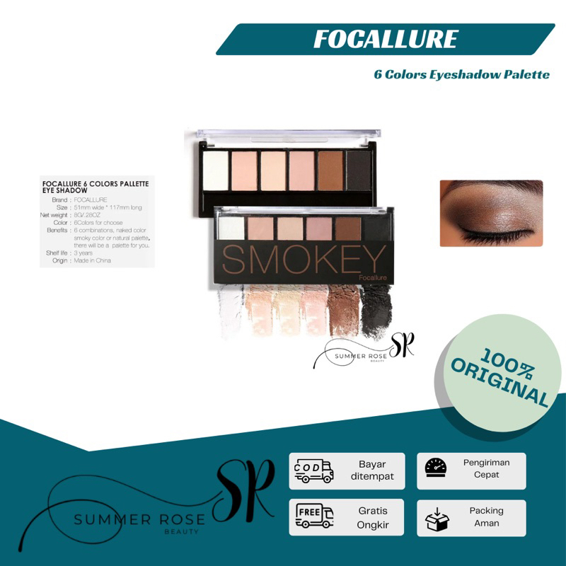 Jual FOCALLURE FA06 6 Colors Nude/Smoky Eyeshadow Palette | Shopee ...
