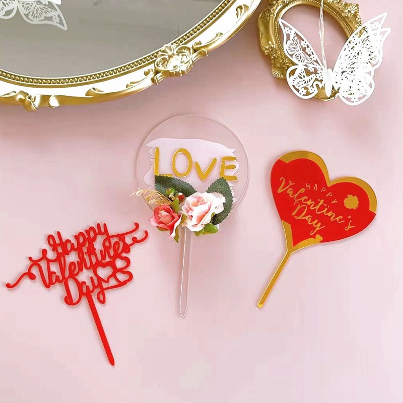 Jual CAKE TOPPER AKRILIK HAPPY VALENTINE'S DAY HIASAN KUE VALENTINE DAY ...