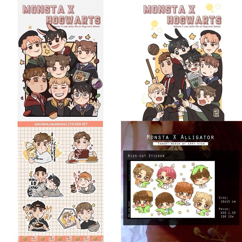 Jual [READY] monsta x fanart fanmerch alligator hogwarts comics ...
