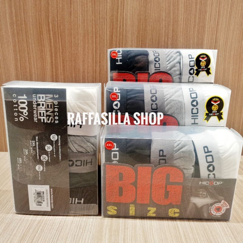 Jual Celana Dalam Pria Hicoop BIG SIZE Isi 3 Pcs Men Briefs 3in1 Jumbo ...