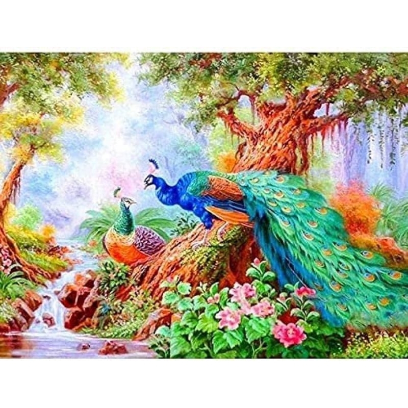 Jual DIY paket kristik pemandangan merak air danau cross stitch 14ct ...