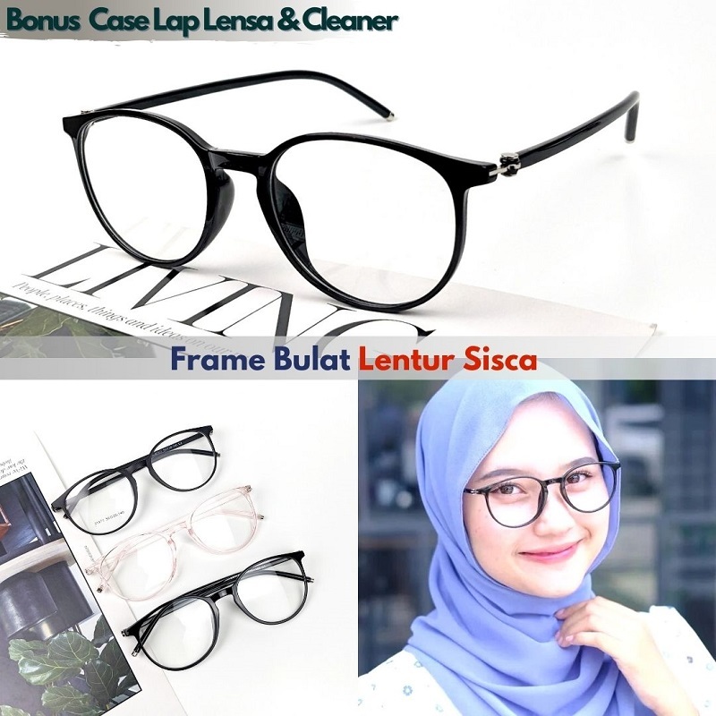 Jual Frame Kacamata Anti Radiasi Bulat Lentur Sisca Lensa Normal Minus ...