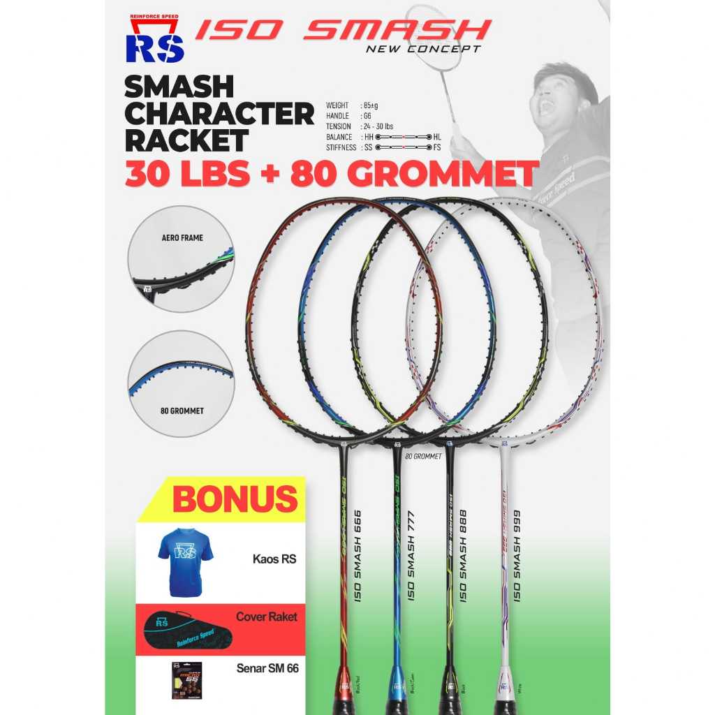 Jual Raket Badminton RS (Reinforce Speed) Iso Smash New Original RS ...