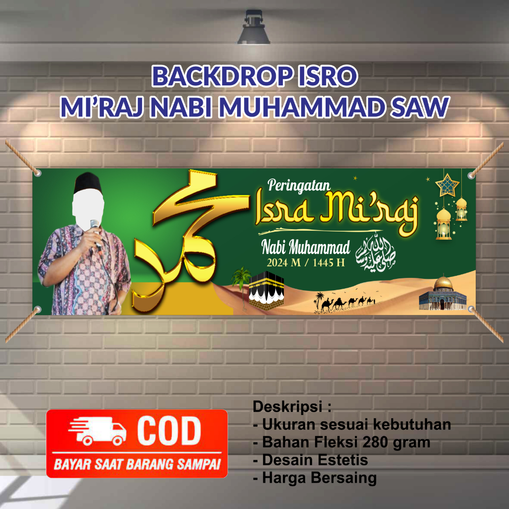 Jual spanduk banner backdrop isro mi'raj maulid nabi rajaban istighosah ...