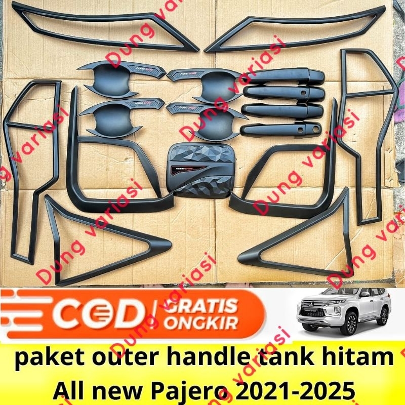 Jual paket lengkap garnish outer handle tank cover all new pajero hitam 2021,2023,2025 | Shopee ...