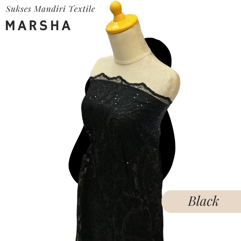 Jual [MARSHA] Black, Hitam Brokat Cantik dan Elegan | Lebar bahan : 130 cm | Harga per 1/2 meter ...