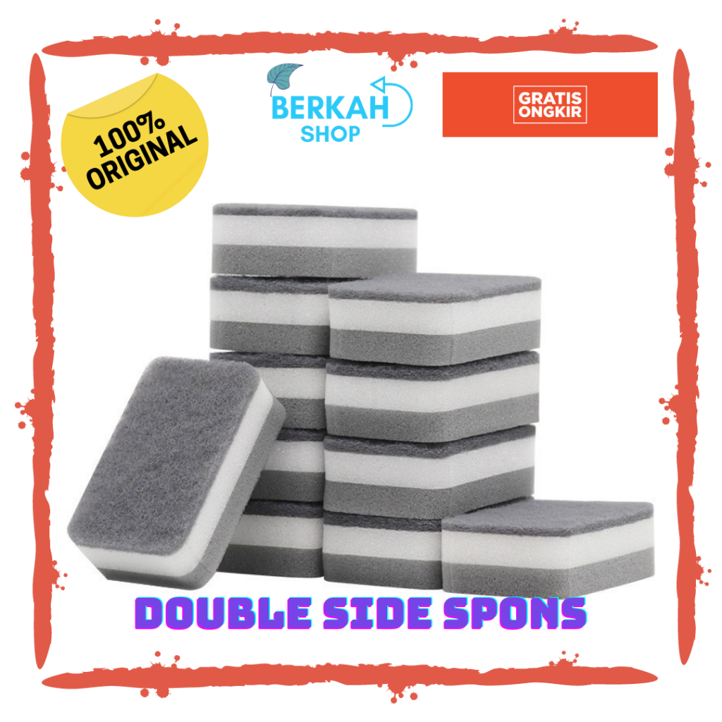 Jual Double Side Spons Pencuci Piring Abu Abu Serbaguna , Spon Cuci ...