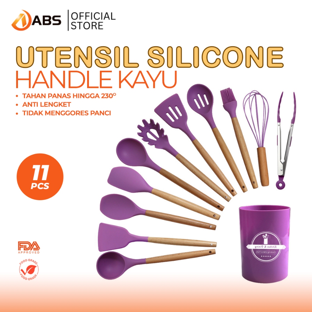 Jual ABS Silicone Utensil 11Pcs+Wadah Spatula Peralatan Masak Sutil ...