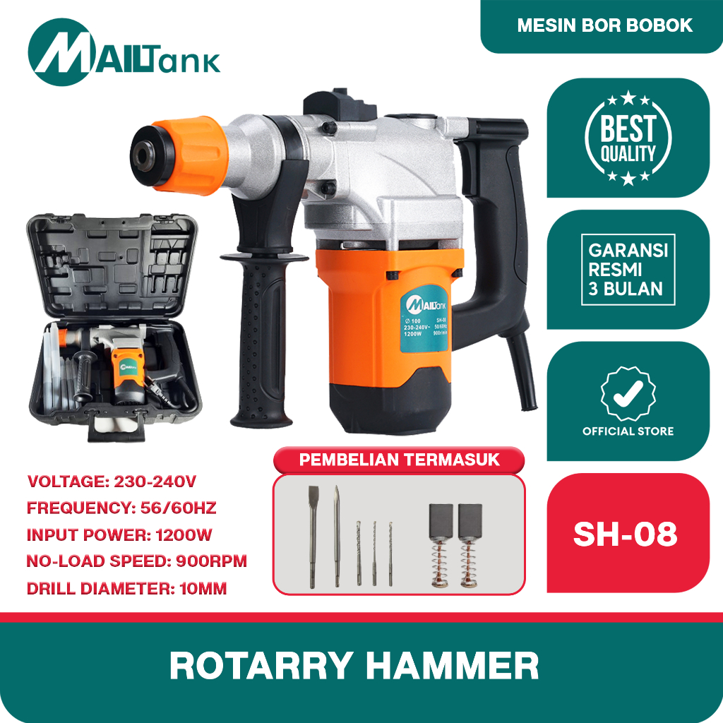 Jual Mailtank SH08 Bor Bobok Beton 1200W Rotary Hammer 10mm Bor Bobok ...