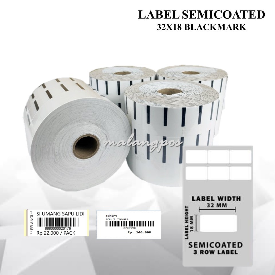 Jual LABEL BARCODE SEMICOATED 32x18 MM 3 LINE BLACKMARK ISI 10.000 PCS ...