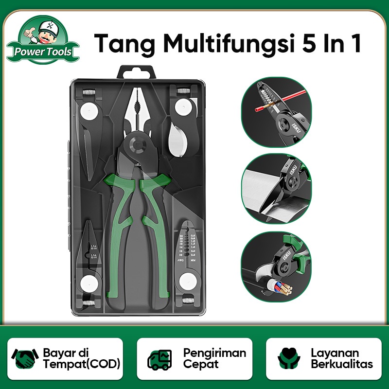 Jual ISKU Tang 5 In 1 Tang Kawat/Tang Jepit/Tang Lancip/Tang Potong ...