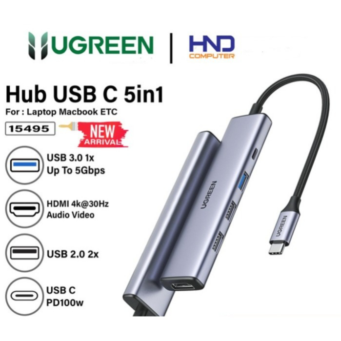 Jual UGREEN USB HUB 5in1 Type C to HDMI 4K 30Hz USB 3.0 PD 100W - 15495 | Shopee Indonesia