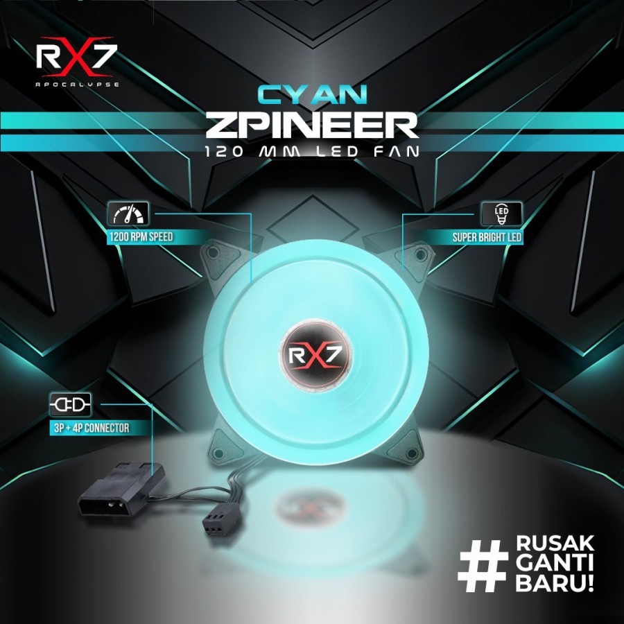 Jual FAN RX7 12CM /FAN CHASING CYAN/FAN LAMPU BIRU | Shopee Indonesia