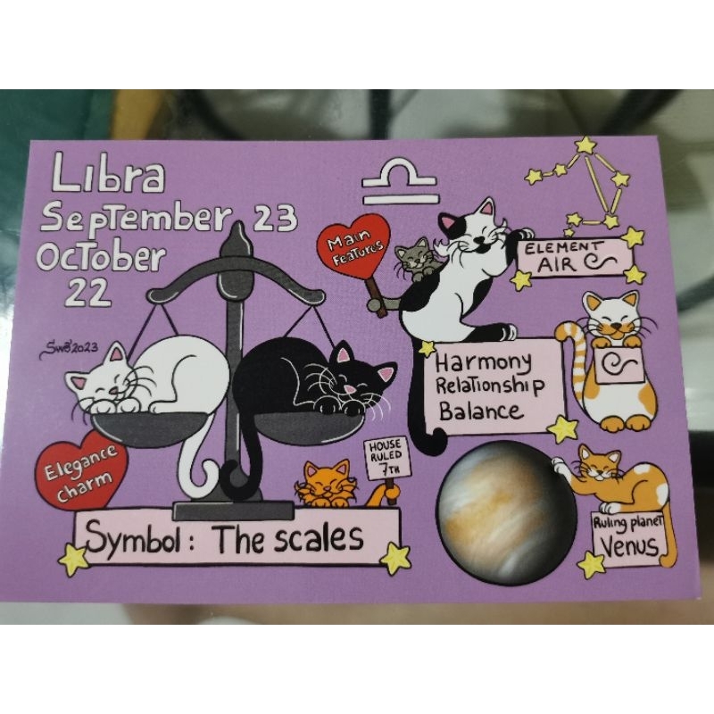 Jual kartu pos kucing Titina libra zodiac /titina zodiac cat postcard ...