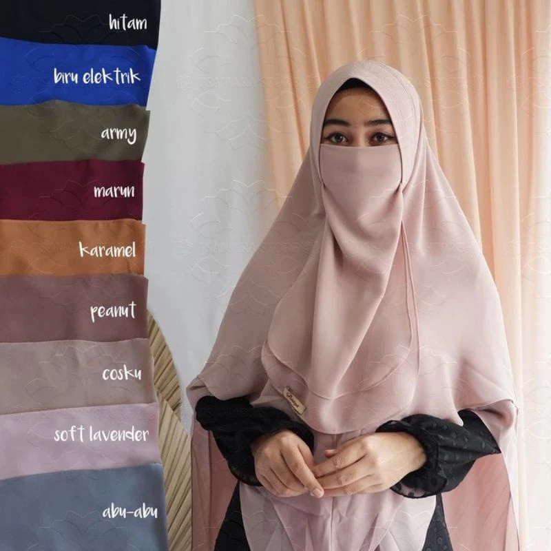 Jual Cadar Tali 2 Layer Ceruty Babydoll Premium Terbaru Tanpa Jahitan Bawah Mata Niqab Niqob ...