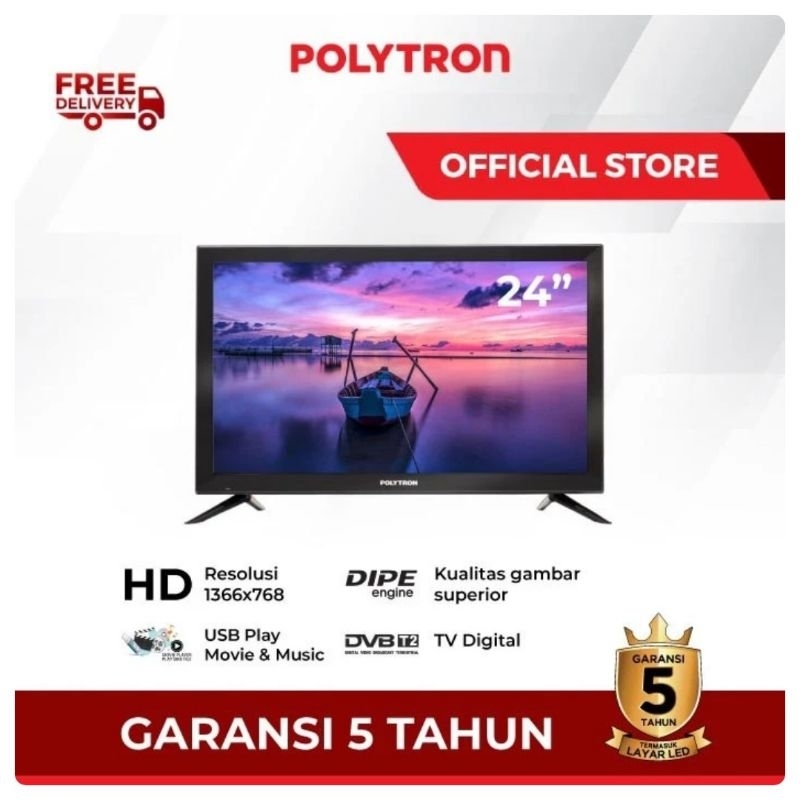 Jual TV Led Polytron 24 Inch Siap Digital PLD 24V1853 PLD24V0853 ...