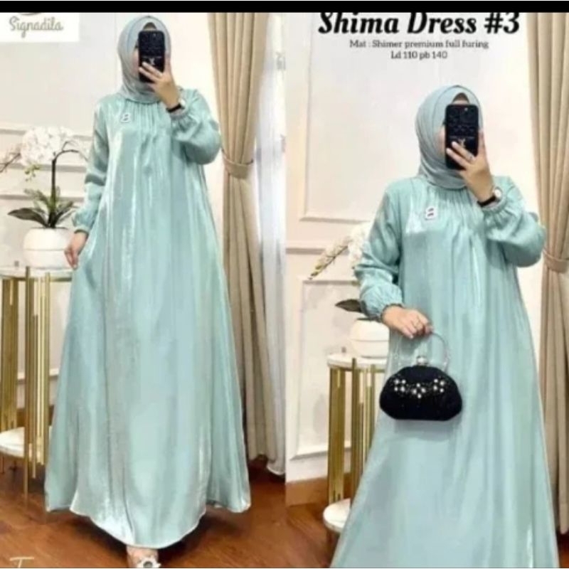 Jual Gamis Shimmer Silk Jumbo Premium Dress Wanita Dewasa Elisa Terbaru 2024 / Baju Muslim ...