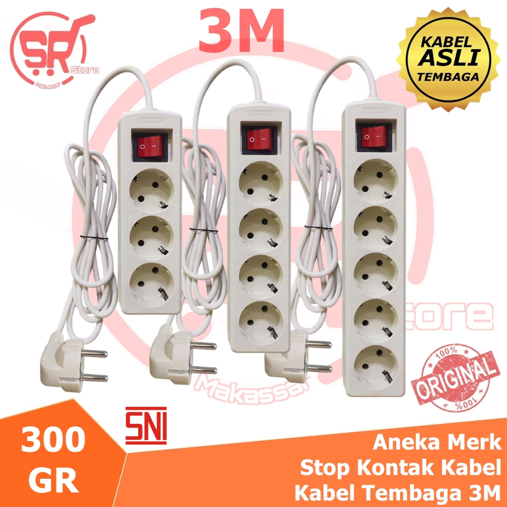 Jual Stop Kontak Kabel Terminal Kuningan Asli SNI 3 Meter 3L 4L 5L ...