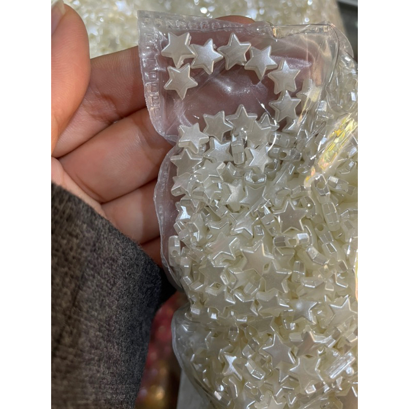 Jual manik bintang kecil bw putih mutiara pearl broken white bahan ...