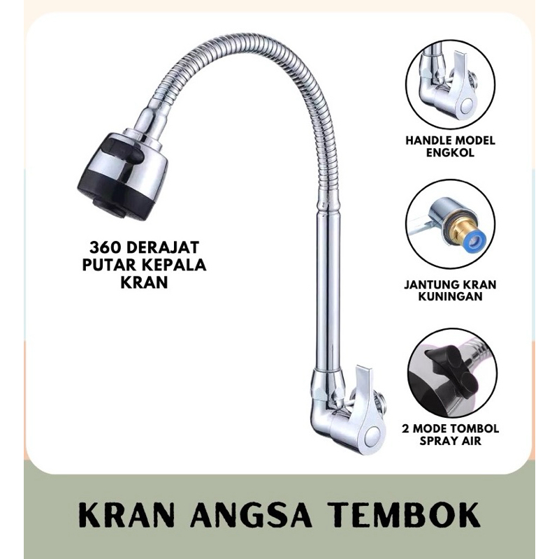 Jual Kran Angsa / Kran Leher Angsa Tembok Fleksibel Sink Stainless 1/2 Inch Kran Cuci Piring ...