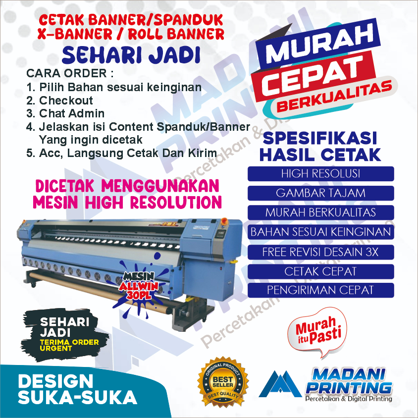 Jual [FREE DESAIN] Cetak Spanduk | Banner | Baliho | Backdrop Bahan Flexy 280gsm-Murah Cepat ...