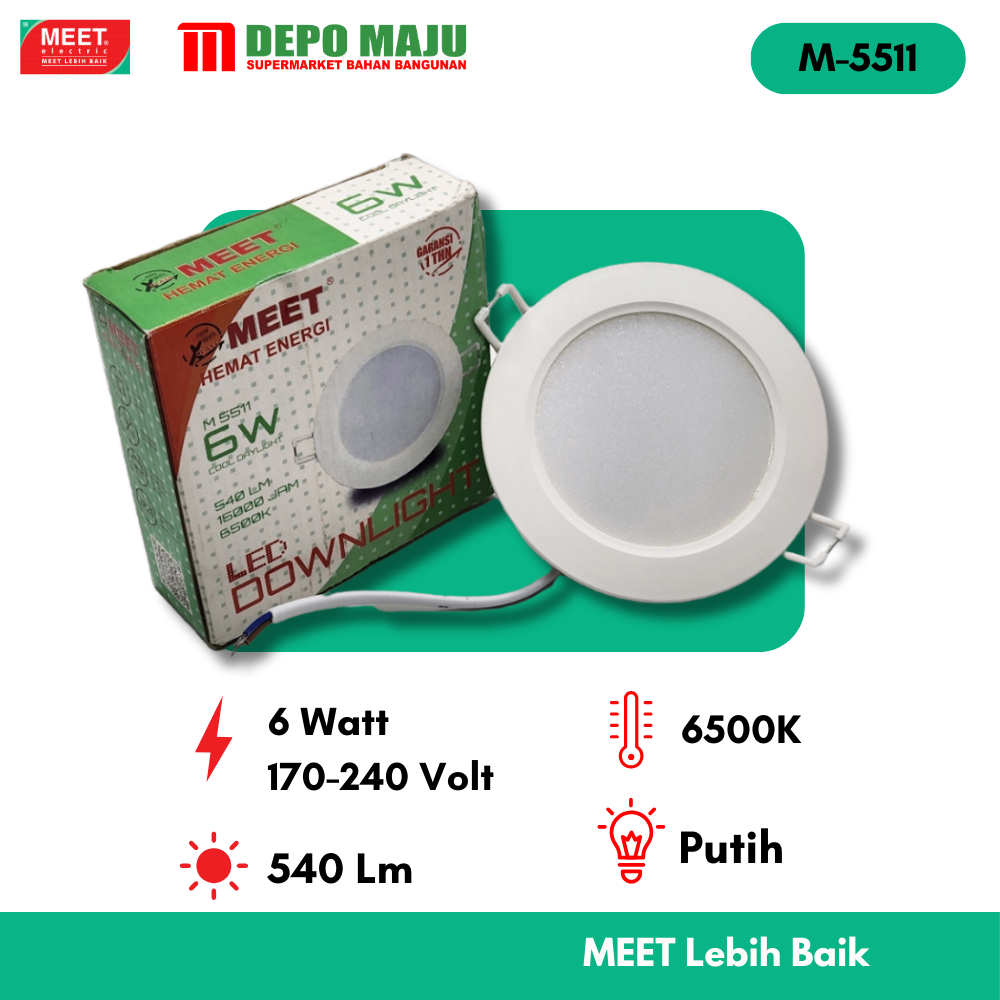 Jual LAMPU LED DOWNLIGHT bulat MEET 6W 9W 12 W 18W/LAMPU MEET ORIGINAL ...