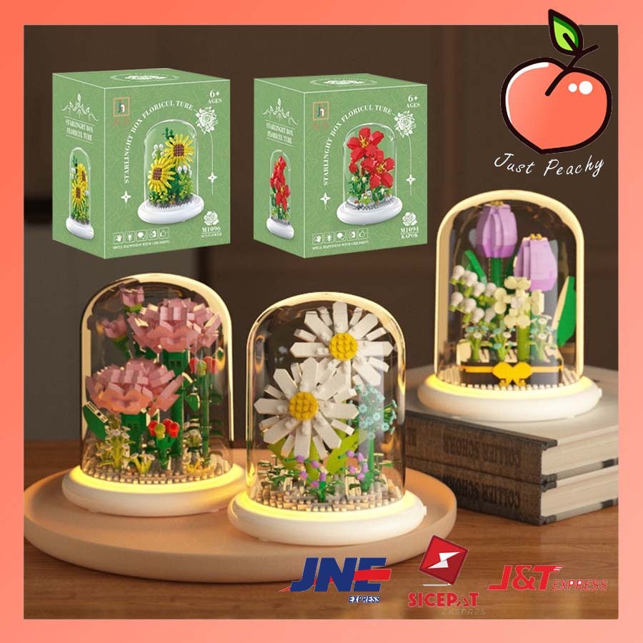 Jual Bricks Blok Bunga Lampu Balok Susun Hadiah Valentine Flower ...