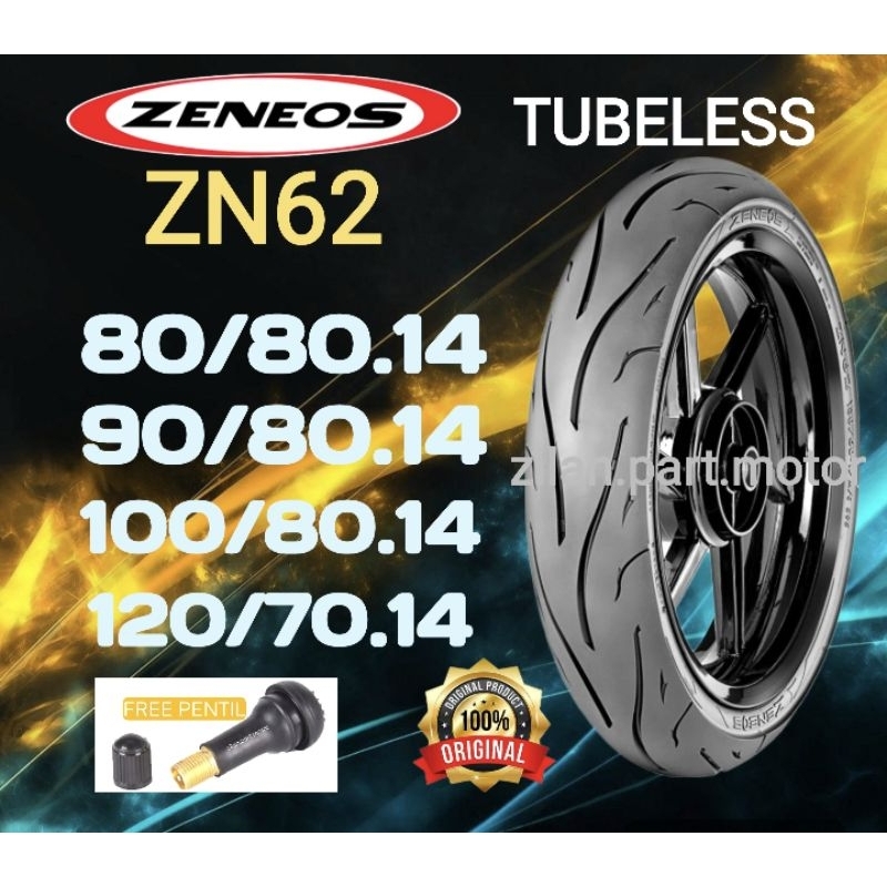 Jual (READY STOK) BAN TUBELESS ZENEOS ZN62 RING 14 (80/80.14,90/80 ...