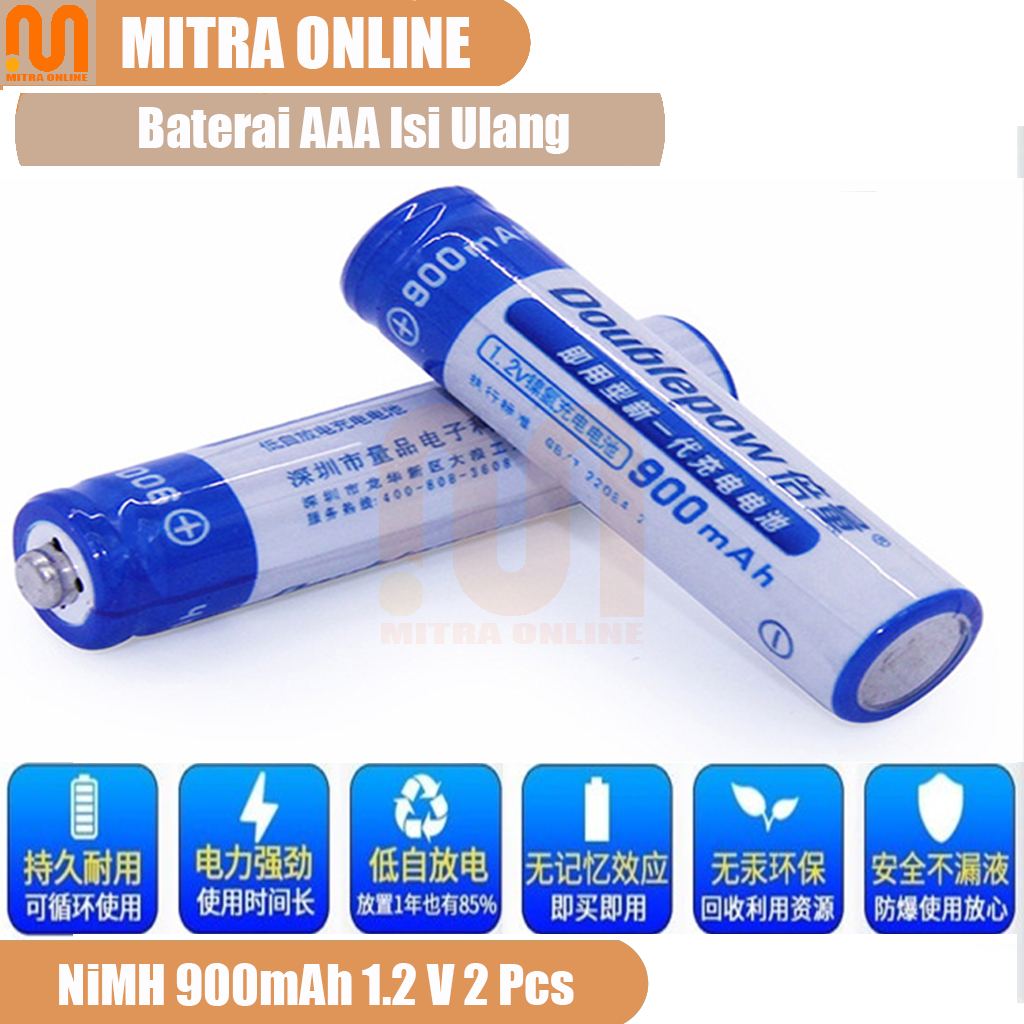 Jual Doublepow Batu Baterai AAA Rechargeable NiMH 900mAh 2 PCS - No ...