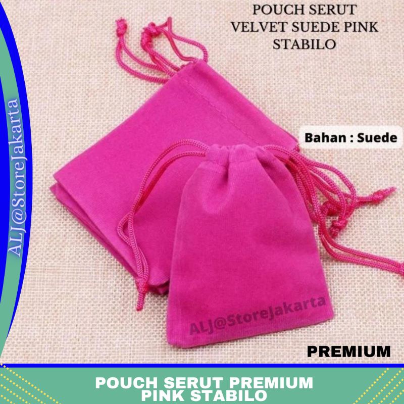 Jual POUCH SERUT SUEDE PINK STABILO PREMIUM (14 UKURAN) | Shopee Indonesia