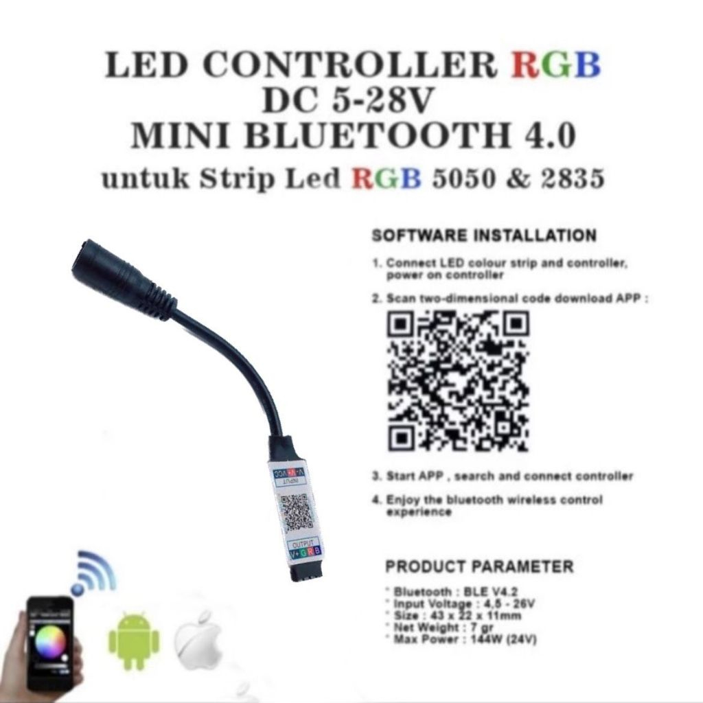 Jual Controller Led strip RGB 3528 5050 mini bluetooth bisa konek ke hp ...