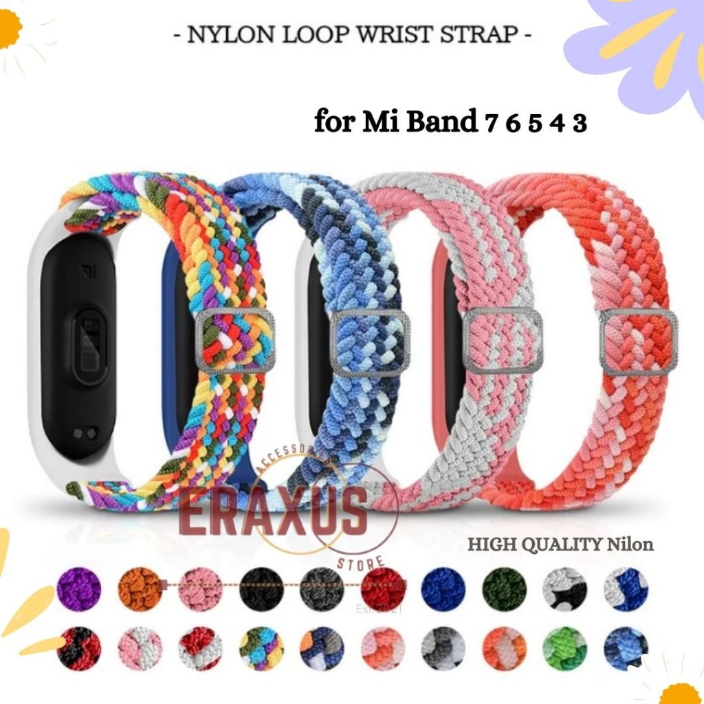Jual [Eraxus] Strap Xiaomi Mi band 7 6 5 4 3 Nylon Loop Tali Pengganti Miband 3/4/5/6/7 Bahan ...