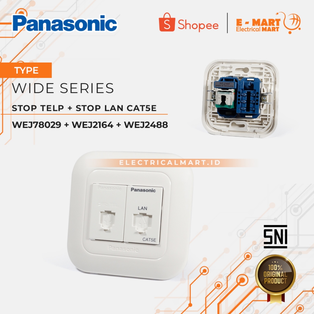 Jual Panasonic Stop Kontak Telepon Dengan Stop Kontak LAN CAT5E WEJ ...