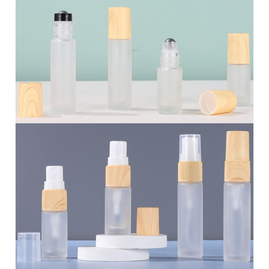 Jual Botol kaca spray roll on metal tutup motif kayu bambu 5 10 ml ...