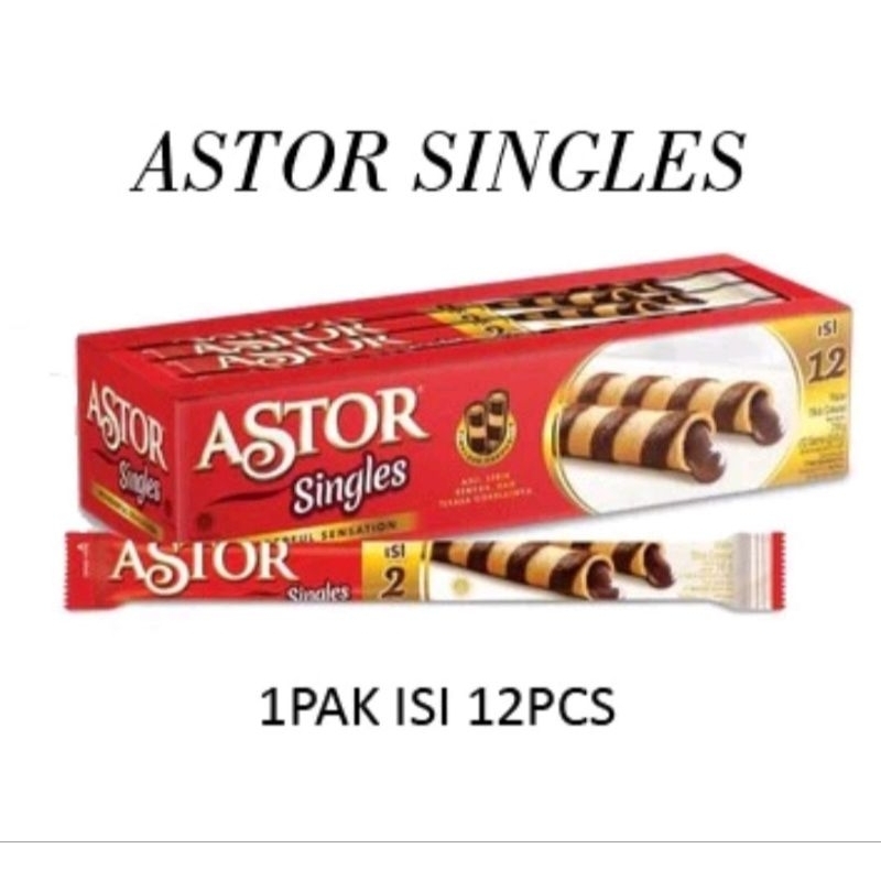 Jual Snack Astor Singles Wafer Stick Chocolate 1 Dus isi 12pcs | Shopee ...