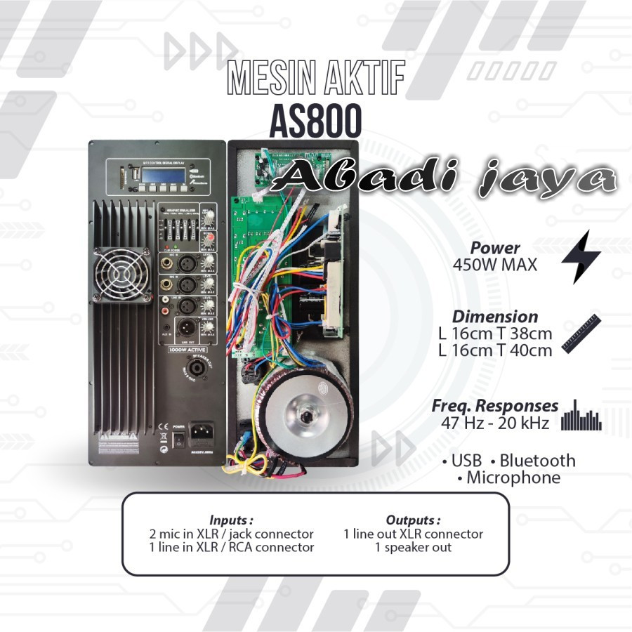 Jual Mesin Speaker Aktif / Power Kit Aktif 450 Watt Original AS800 - 16 ...