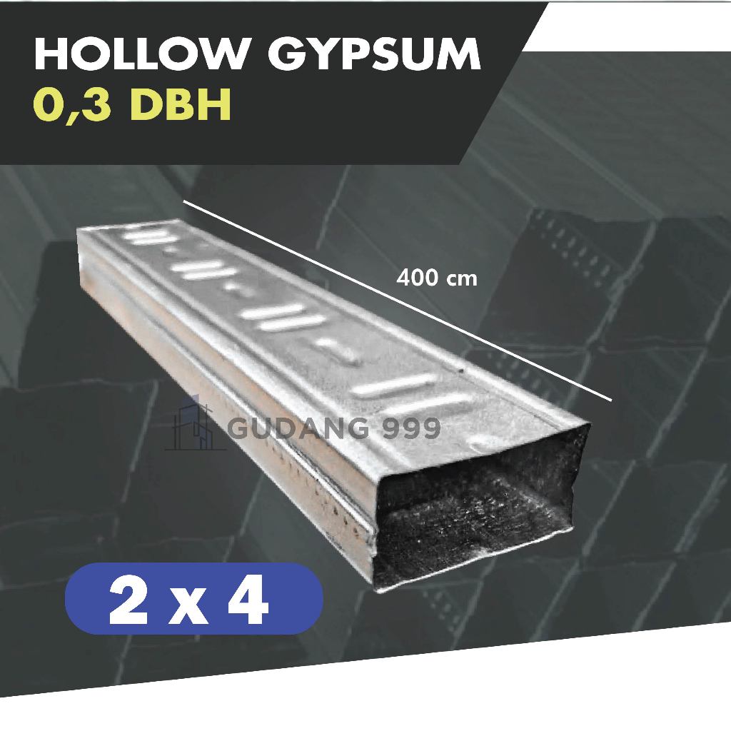 Jual Hollow Galvallum 0.3mm 2x4cm Panjang 4m - Rangka Plafon Gypsum ...