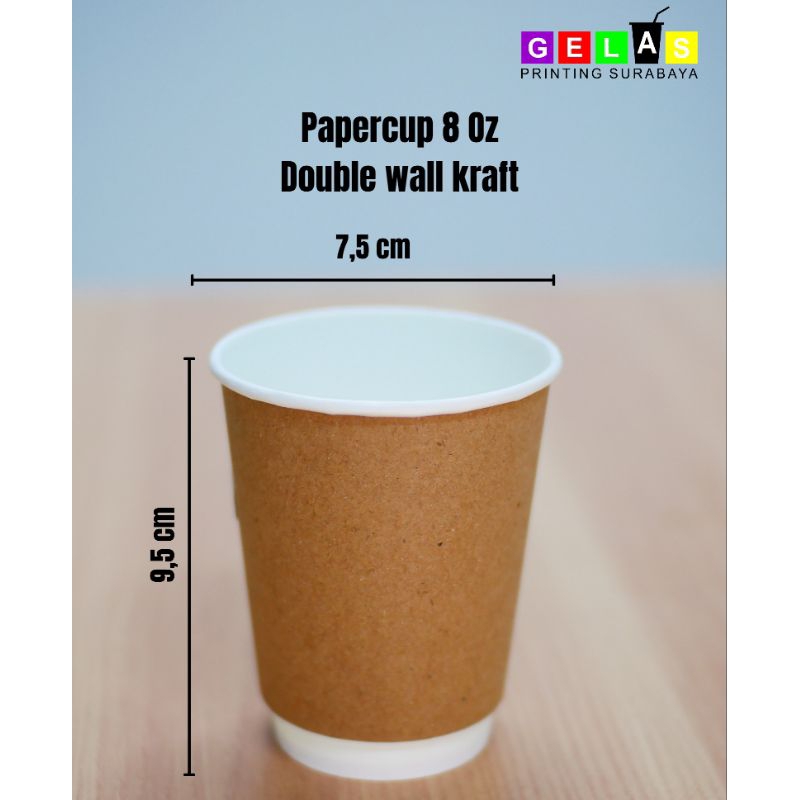 Jual Papercup 8oz Double Wall Kraft polos qtty @ 50 pcs | Shopee Indonesia