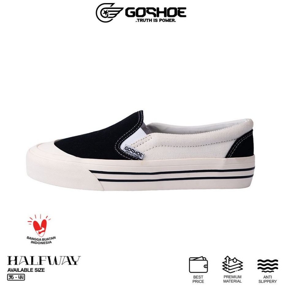 Jual Sepatu Goshoe - Slip On Halfway | Shoes Vulcanized | Sepatu ...