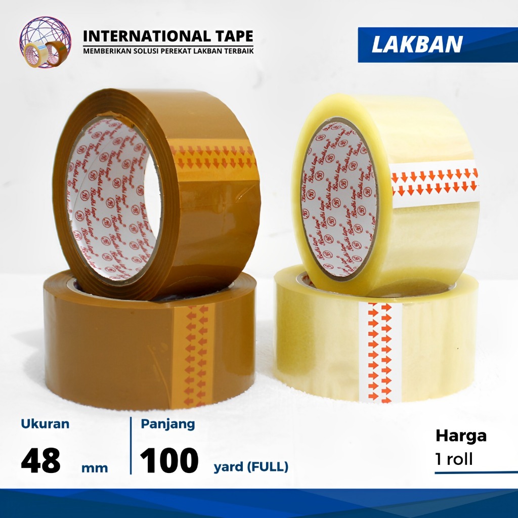 Jual LAKBAN BODHI TAPE BENING/COKLAT 48MM x 100YARD FULL (90mtr) "PER ROLL" | Shopee Indonesia