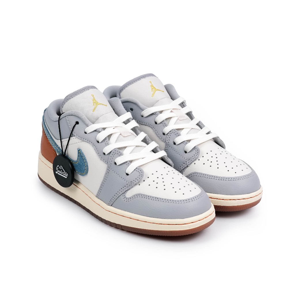 Jual Air Jordan 1 Low Grey Swoosh Denim GS | Shopee Indonesia