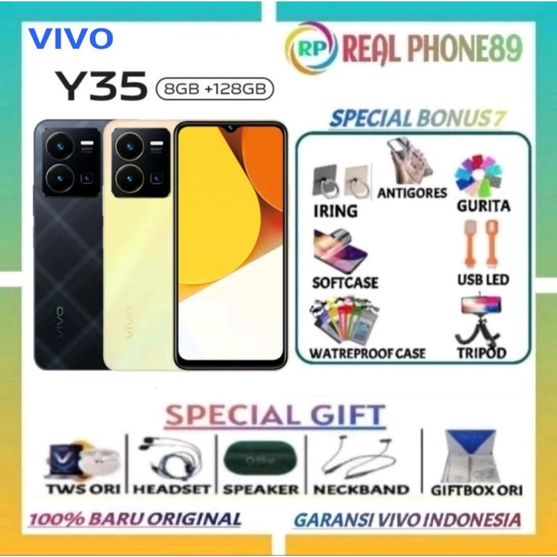 Jual VIVO Y35 8GB + 8GB EXTENDED 8/128 GB GARANSI RESMI VIVO INDONESIA | Shopee Indonesia